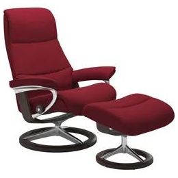 Relaxsessel stressless "View" Sessel Gr. ROHLEDER Stoff Q2 FARON, Cross Base Braun, Relaxfunktion-Drehfunktion-PlusTMSystem-Gleitsystem-BalanceAdaptTM, B/H/T: 91cm x 110cm x 85cm, rot (rot q2 faron) mit Signature Base, Größe L,Gestell Braun