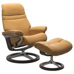 Relaxsessel stressless "Sunrise" Sessel Gr. Material Bezug, Ausführung Funktion, Maße B/H/T, gelb (honey) mit Signature Base, Größe M, Gestell Wenge