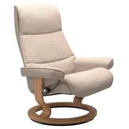 Relaxsessel stressless "View" Sessel Gr. ROHLEDER Stoff Q2 FARON, Cross Base Eiche, Relaxfunktion-Drehfunktion-PlusTMSystem-Gleitsystem, B/H/T: 91cm x 109cm x 83cm, beige (light q2 faron) mit Classic Base, Größe L,Gestell Eiche