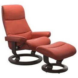 Relaxsessel stressless "View" Sessel Gr. Material Bezug, Cross Base Wenge, Ausführung Funktion, Größe B/H/T, braun (henna) mit Classic Base, Größe L,Gestell Wenge