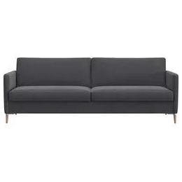 3-Sitzer FLEXLUX "Fiore, super Sitzkomfort durch Kaltschaum im Sitz" Sofas Gr. B/H/T: 214cm x 85cm x 92cm, Chenille, grau (dervit grau) schmale Armlehnen, Füße Alu+ Eiche