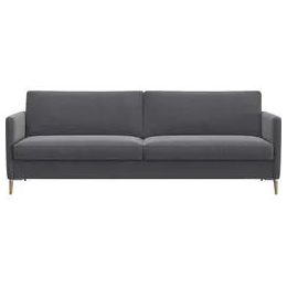 3-Sitzer FLEXLUX "Fiore, super Sitzkomfort durch Kaltschaum im Sitz" Sofas Gr. B/H/T: 214cm x 85cm x 92cm, Struktur, grau (thunder grau) schmale Armlehnen, Füße Alu+ Eiche