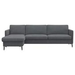 Ecksofa FLEXLUX "Fiore, L-Form" Sofas Gr. B/H/T: 247cm x 85cm x 92cm, Lederoptik, Chaiselongue links, grau (elephant gre) schmale Armlehnen, Kaltschaum, Füße Alu+schwarz