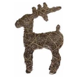 Weihnachtsfigur MyFlair MÖBEL & ACCESSOIRES "Weihnachtsdeko", braun (braun, altgoldfarben), B:33cm H:40cm T:12cm, Geflecht Rattan, Dekofiguren, LED Rentier