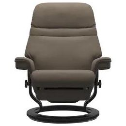 Relaxsessel stressless "Sunrise" Sessel Gr. Leder BATICK, PowerTM Leg & Back-mit Akku-Classic Base Schwarz, Relaxfunktion-Drehfunktion-Integrierte Fußstütze-PlusTMSystem, B/H/T: 88cm x 103cm x 78cm, braun (mole batick) elektrisch verstellbar, optional 2-motorisch, Größe M & L