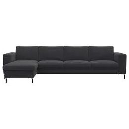 Ecksofa FLEXLUX "Fiore, L-Form" Sofas Gr. B/H/T: 295cm x 85cm x 159cm, Lederoptik, Chaiselongue links, schwarz (gorilla blac) breite Armlehnen, Kaltschaum, Füße Alu+schwarz