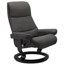 Relaxsessel stressless "View" Sessel Gr. Leder PALOMA, Cross Base Schwarz, Relaxfunktion-Drehfunktion-PlusTMSystem-Gleitsystem, B/H/T: 78cm x 105cm x 78cm, grau (rock paloma) mit Classic Base, Größe S,Gestell Schwarz