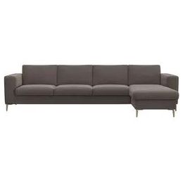 Ecksofa FLEXLUX "Fiore, super Sitzkomfort durch Kaltschaum im Sitz, L-Form" Sofas Gr. B/H/T: 295cm x 85cm x 159cm, Struktur, braun (taupe brown) breite Armlehnen, Füße Alu+ Eiche