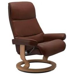 Relaxsessel stressless "View" Sessel Gr. Leder BATICK, Cross Base Eiche, Relaxfunktion-Drehfunktion-PlusTMSystem-Gleitsystem, B/H/T: 91cm x 109cm x 83cm, braun (malt batick) mit Classic Base, Größe L,Gestell Eiche