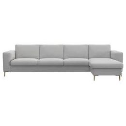 Ecksofa FLEXLUX "Fiore, super Sitzkomfort durch Kaltschaum im Sitz, L-Form" Sofas Gr. B/H/T: 295cm x 85cm x 159cm, Struktur, grau (stone grey) breite Armlehnen, Füße Alu+ Eiche