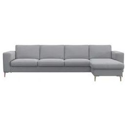 Ecksofa FLEXLUX "Fiore, super Sitzkomfort durch Kaltschaum im Sitz, L-Form" Sofas Gr. B/H/T: 295cm x 85cm x 159cm, Chenille, grau (sophisto gre) breite Armlehnen, Füße Alu+ Eiche