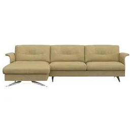 Ecksofa FLEXLUX "Glow bequem und komfortabel durch hochwertigen Sitzaufbau, L-Form" Sofas Gr. B/H/T: 273cm x 81cm x 158cm, Bouclé, Chaiselongue links, gelb (mustard yellow) Modernes skandinavisches Design