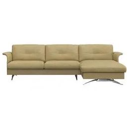 Ecksofa FLEXLUX "Glow bequem und komfortabel durch hochwertigen Sitzaufbau, L-Form" Sofas Gr. B/H/T: 273cm x 81cm x 158cm, Bouclé, Chaiselongue rechts, gelb (mustard yellow) Modernes skandinavisches Design