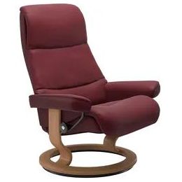 Relaxsessel stressless "View" Sessel Gr. Leder BATICK, Cross Base Eiche, Relaxfunktion-Drehfunktion-PlusTMSystem-Gleitsystem, B/H/T: 91cm x 109cm x 83cm, rot (bordeaux batick) mit Classic Base, Größe L,Gestell Eiche