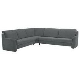 Ecksofa VILLA BECK "Garda L-Form" Sofas Gr. B/H/T: 277cm x 90cm x 91cm, Microfaser-Flock, langer Schenkel links, mit Kopfteilverstellung, grau (7 anthrazit) inklusive Kopfteilverstellung, Stellmaß 309x277 cm