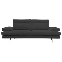 3,5-Sitzer Calia italia "Toby Wing, italienisches Designsofa, super bequem, Megasofa" Sofas Gr. B/H/T: 228cm x 90cm x 113cm, Leder BULL, mit Sitztiefenverstellung-mit Armlehnenverstellung, grau (grigio scuro bull) inkl. Sitztiefenverstellung und Armteilfunktion, Füße in Schwarz matt