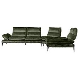 Ecksofa NICOLETTI HOME "Monnalisa", grün (oliva), B:305cm H:97cm T:237cm, 100% Polyester, Sofas, Breite 237 cm, mit Sitztiefen- und Armverstellung