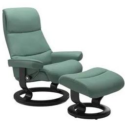 Relaxsessel stressless "View" Sessel Gr. Leder PALOMA, Cross Base Schwarz, Relaxfunktion-Drehfunktion-PlusTMSystem-Gleitsystem, B/H/T: 82cm x 108cm x 81cm, grün (aqua paloma) mit Classic Base, Größe M,Gestell Schwarz