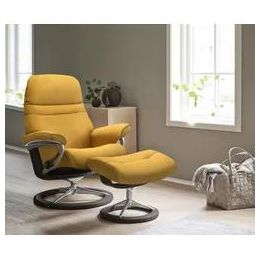 Relaxsessel stressless "Sunrise" Sessel Gr. ROHLEDER Stoff Q2 FARON, Relaxfunktion-Drehfunktion-PlusTMSystem-Gleitsystem-BalanceAdaptTM, B/H/T: 92cm x 105cm x 80cm, gelb (gelb q2 faron) mit Signature Base, Größe L, Gestell Wenge