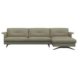 Ecksofa FLEXLUX "Glow, super bequem durch hochwertigem Sitzaufbau mit Federkern, L-Form" Sofas Gr. B/H/T: 305cm x 81cm x 158cm, Bouclé, Chaiselongue rechts, grün (fall green) Modernes skandinavisches Design