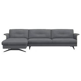 Ecksofa FLEXLUX "Glow, super bequem durch hochwertigem Sitzaufbau mit Federkern, L-Form" Sofas Gr. B/H/T: 305cm x 81cm x 158cm, Bouclé, Chaiselongue links, blau (navy blau) Modernes skandinavisches Design