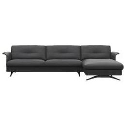 Ecksofa FLEXLUX "Glow, super bequem durch hochwertigem Sitzaufbau mit Federkern, L-Form" Sofas Gr. B/H/T: 305cm x 81cm x 158cm, Echtleder, Chaiselongue rechts, schwarz (deep black) Modernes skandinavisches Design