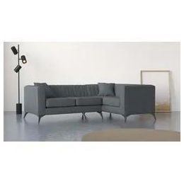 Ecksofa Places of Style "MATTHEW B/T/H: 240/167/74 cm" Sofas Gr. B/H/T: 240cm x 74cm x 167cm, Struktur weich, langer Schenkel links, grau (anthrazit) L-Form, Steppung im Rücken, incl. Zierkissen, lose Sitzkissen