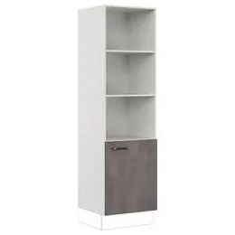 Seitenschrank IMPULS KÜCHEN ""Prag", Breite/Höhe: 60/205,1 cm" Schränke Gr. B/H/T: 60cm x 205,1cm x 57,6cm, rechts,, grau (beton-optik schiefer dunkelgrau) vormontiert, mit Drehtür, verstellbaren Fachböden