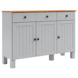 Anrichte Home Affaire "Alby2", grau (grau, honigfarben), B:125cm H:85cm T:38cm, FSC-zertifiziertes Massivholz, Sideboards, Mit 3 Türen, 3 Schubkästen und Metallgriffe, Breite 125 cm