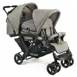 CHIC 4 BABY Geschwisterwagen CHIC4BABY "Duo, jeans grey", grau (jeans grau), Baby, Kinderwagen, mit herausnehmbarer Tragetasche; Kinderwagen