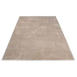 Teppich Carpet City "Friseé-Teppich FANCY 647" Teppiche Gr. B: 140cm, 12mm, L: 200cm, beige Kurzflor,3D-Optik,Kreisförmiges Muster, Wohnzimmer,Schlafzimmer