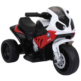 HOMCOM Elektro Kindermotorrad Kinderfahrzeug Lizensiert von BMW S1000RR Elektro-Dreirad mit Akku Stahl Rot