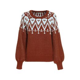 Influencer Pullover Damen Gr&ouml;&szlig;e S karamell / wei&szlig;