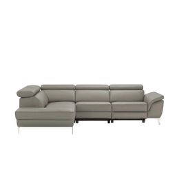 U.N.O uno Ecksofa Leder Dallas ¦ grau ¦ Maße (cm): B: 283 H: 74 T: 228