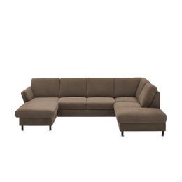 meinSofa Wohnlandschaft aus Flachgewebe Veit ¦ braun ¦ Maße (cm): B: