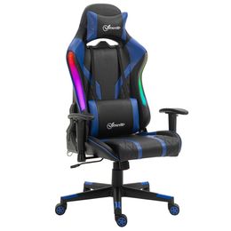 Vinsetto Bürostuhl LED Gaming Stuhl ergonomischer Drehstuhl mit Liegefunktion Handlauf anhebbar Schaumstoff K