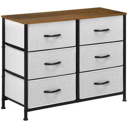 HOMCOM Kommode Schubladenschrank Sideboard mit 6 klappbaren Stoffschubladen Grau