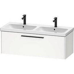 Duravit D-Code Doppel-Waschtischunterschrank DC46690BD180000 Griff Diamantschwarz, Weiß Matt, Wandhängend, Auszug 1, 1184x400x460 mm