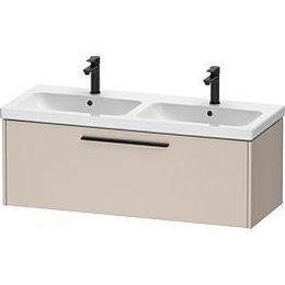 Duravit D-Code Doppel-Waschtischunterschrank DC46690BD910000 ,Griff Diamantschwarz, Taupe Matt, Wandhängend, Auszug 1, 1184x400x460 mm