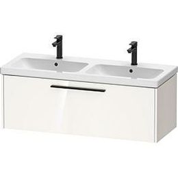 Duravit D-Code Doppel-Waschtischunterschrank DC46690BD220000 ,Griff Diamantschwarz, Weiß Hochglanz, Wandhängend, Auszug 1, 1184x400x460 mm