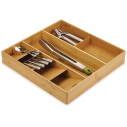 Joseph Joseph Besteckkasten "DrawerStore Organizer", B/H/T: 38,6cm x 6,3cm x 39,8cm, braun, Schubladeneinsätze, Bambus, für Besteck, Küchenhelfer,