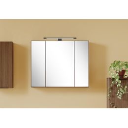 Spiegelschrank Welltime, B:80cm H:64cm T:20cm, braun, Spanplatte, Badezimmer, Schr&auml;nke, Welltime, Breite 80 cm, ged&auml;mpfte Scharniere, inkl. Steckdose