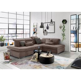 Ecksofa, B:291cm H:80cm T:226cm, grau, SET ONE BY Musterring, Wohnzimmer, Sofas, "SO 4100 mit komfortablen Federkern und Kopfteilverstellung",