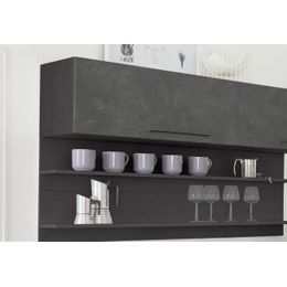 Klapphängeschrank KOCHSTATION, B:110cm H:33cm T:34cm, grau, Schränke, "KS-Tulsa", 110 cm breit, mit 1 Klappe, schwarzer Metallgriff, MDF Front