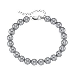 Smart Jewel Herren Armband "mit Muschel-Perlen, Silber 925", 23cm, Silber 925 (Sterlingsilber), grau, Silber 925 (Sterlingsilber), Armbänder