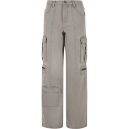 Cargohose Urban Classics "Urban Classics Ladies Loose Utility Denim Pants" Gr. 28, Normalgrößen, lighter dirty washed Damen Hosen