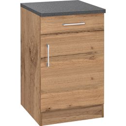 Unterschrank KOCHSTATION, B:50cm H:85cm T:60cm, braun, Holzwerkstoff, Küche, Schränke, "KS-Colmar", 50 cm, mit Metallgriff, für viel Stauraum