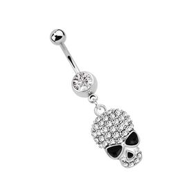 Adelia&acute;s ADELIA ́S Damen Bauchnabelpiercing "Piercing Piercing Bauchnabelpiercing", transparent, Chirurgiestahl, Piercings, 316l Stahl Banane - klar Totenkopf