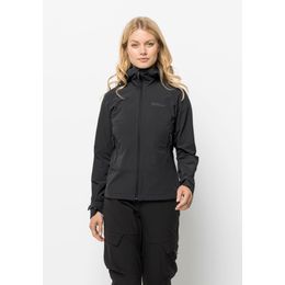 Jack Wolfskin Damen Softshelljacke "KAMMWEG JKT W", schwarz, Gr. L, 1. OBERSTOFF 75% POLYAMID, 18% WOLLE (MERINO), 7% ELASTHAN 2. OBERSTOFF 90%