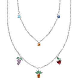 Thomas Sabo Damen Kette mit Anhänger "bunte Früchte silber, KE2098-477-7-L45V", 45, Silber 925 (recycelt), B: 1mm, orange, Silber 925 (recycelt),